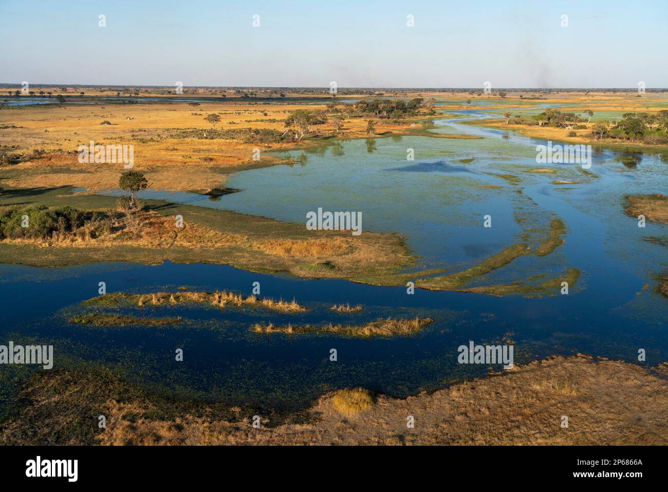 Aerial view of the Okavango Delta, UNESCO World Heritage Site, Botswana ...