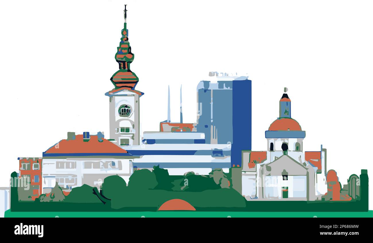 Belgrade, Serbia City Skyline. Handmade vector art illustration Stock ...