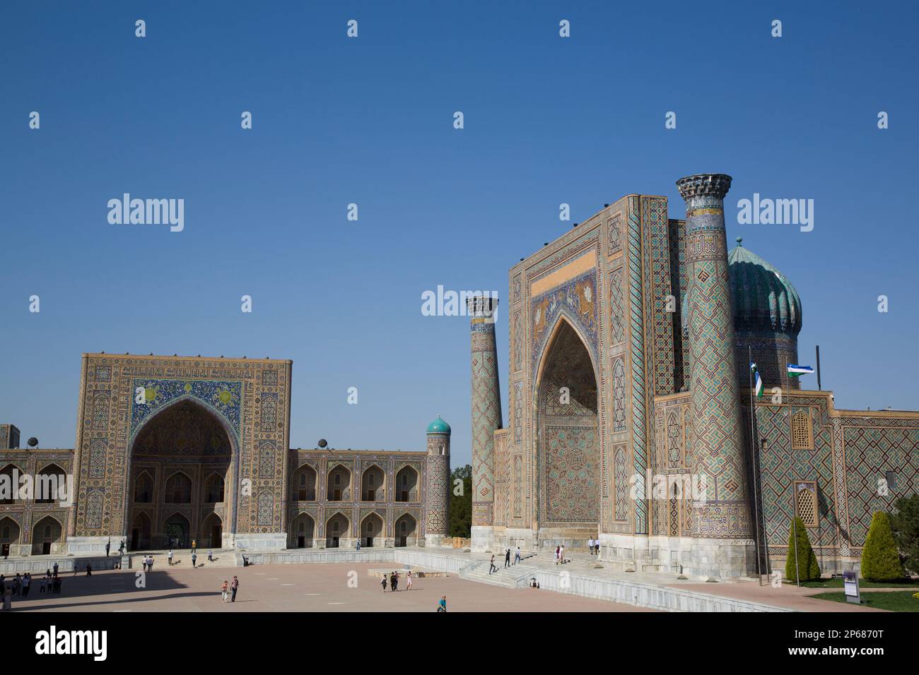 Tilla-Kari and Sherdor Madrassahs, left to right, Registan Square ...