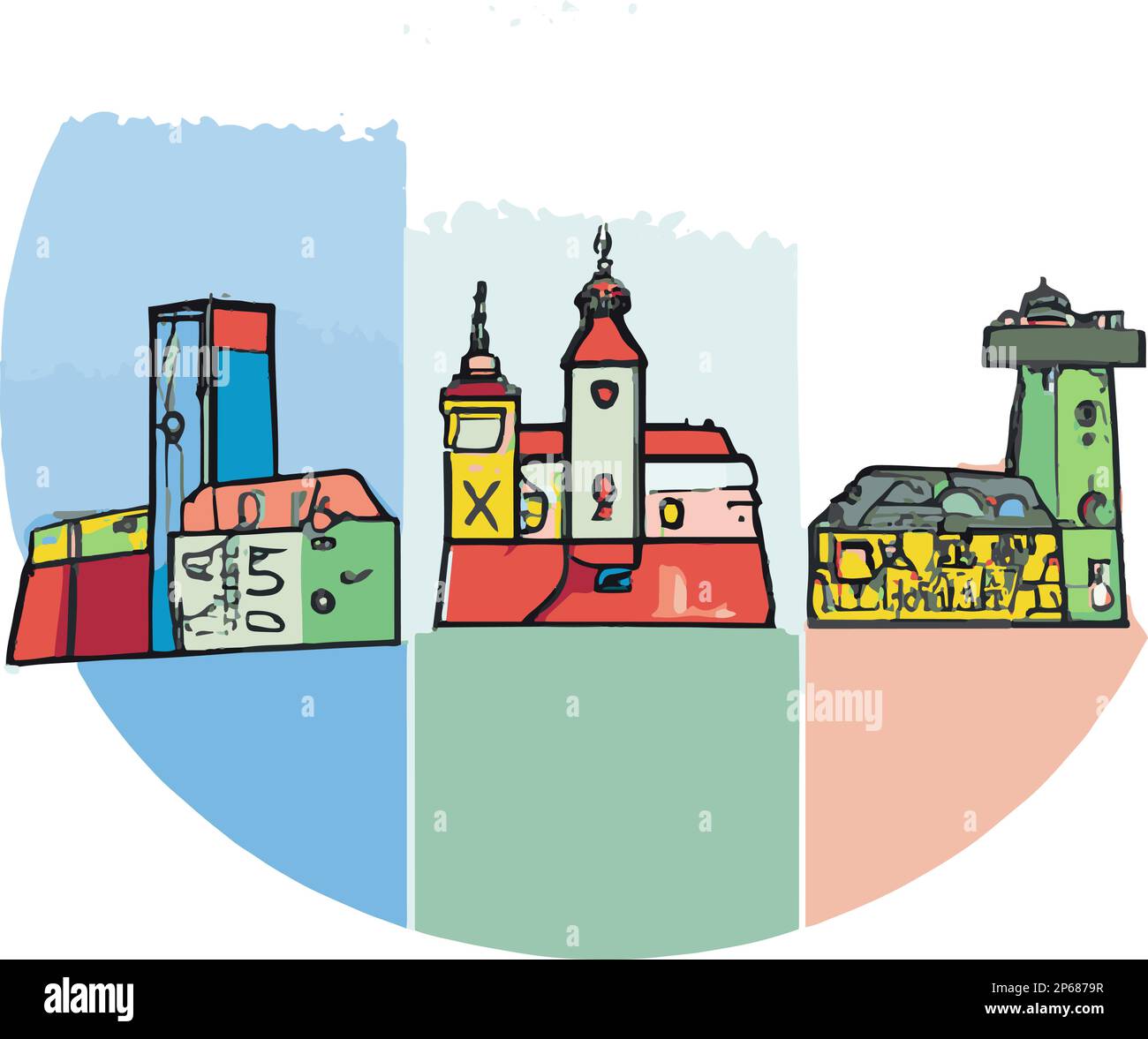 Ljubljana Slovenia A Skyline Handmade Vector Art Illustration Stock Vector Image And Art Alamy