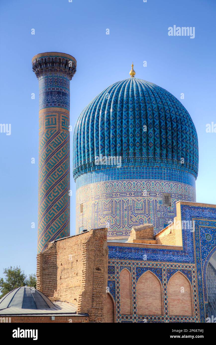 Dome and Minaret, Gur-E-Amir Complex (Mausoleum), built 1403, Burial ...