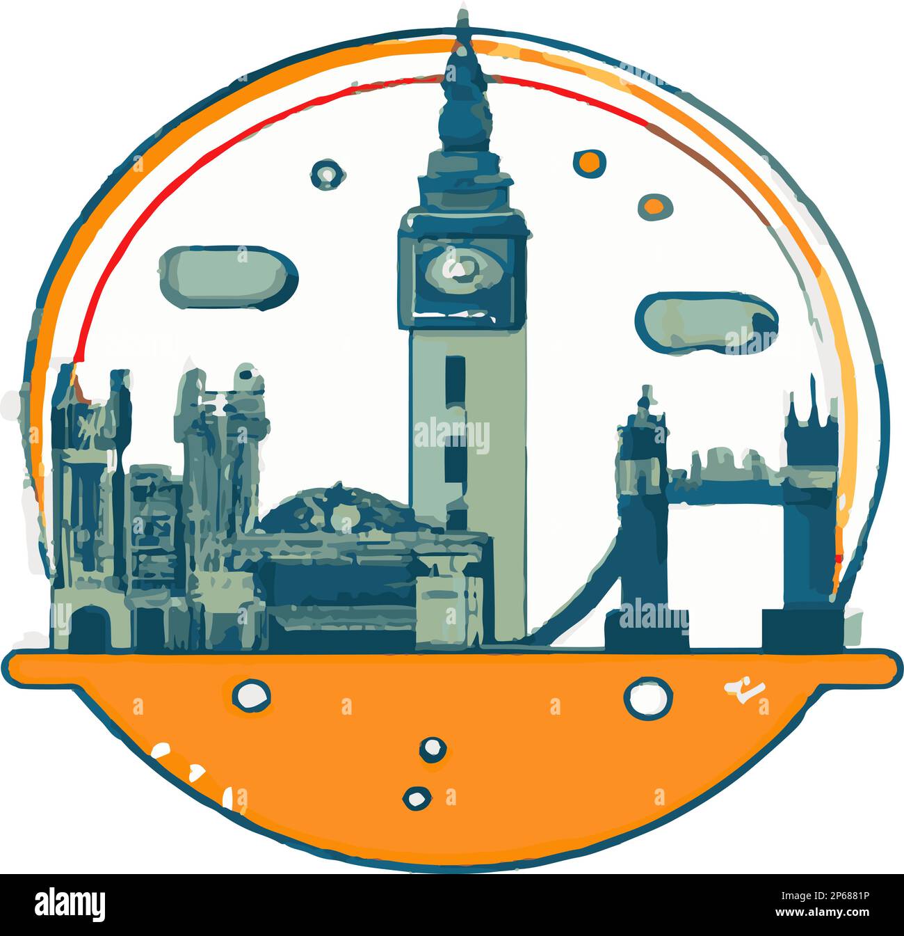 London Great Skyline Big Ben. Handmade vector art illustration Stock ...
