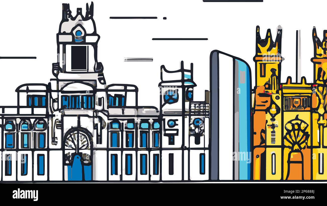Madrid, Spain Skyline. Handmade vector art illustration Stock Vector Image & Art - Alamy