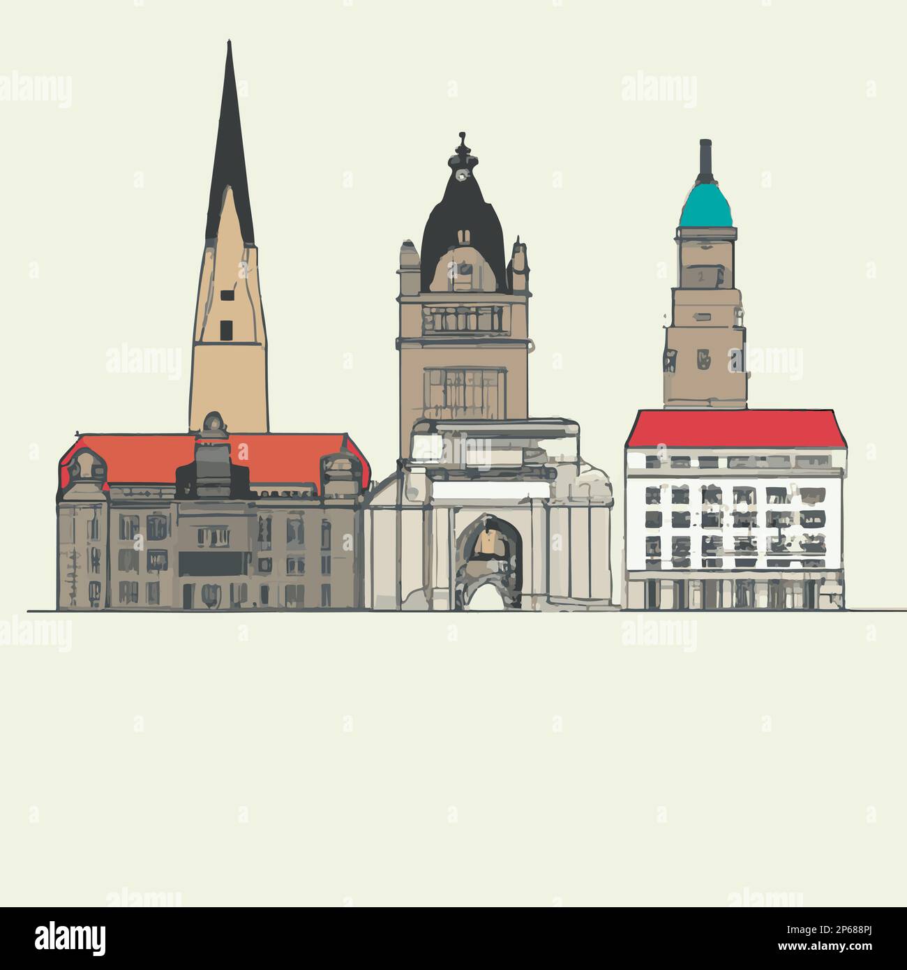 Vector Icon Of Leipzig Skyline. Handmade vector art illustration Stock Vector Image & Art - Alamy