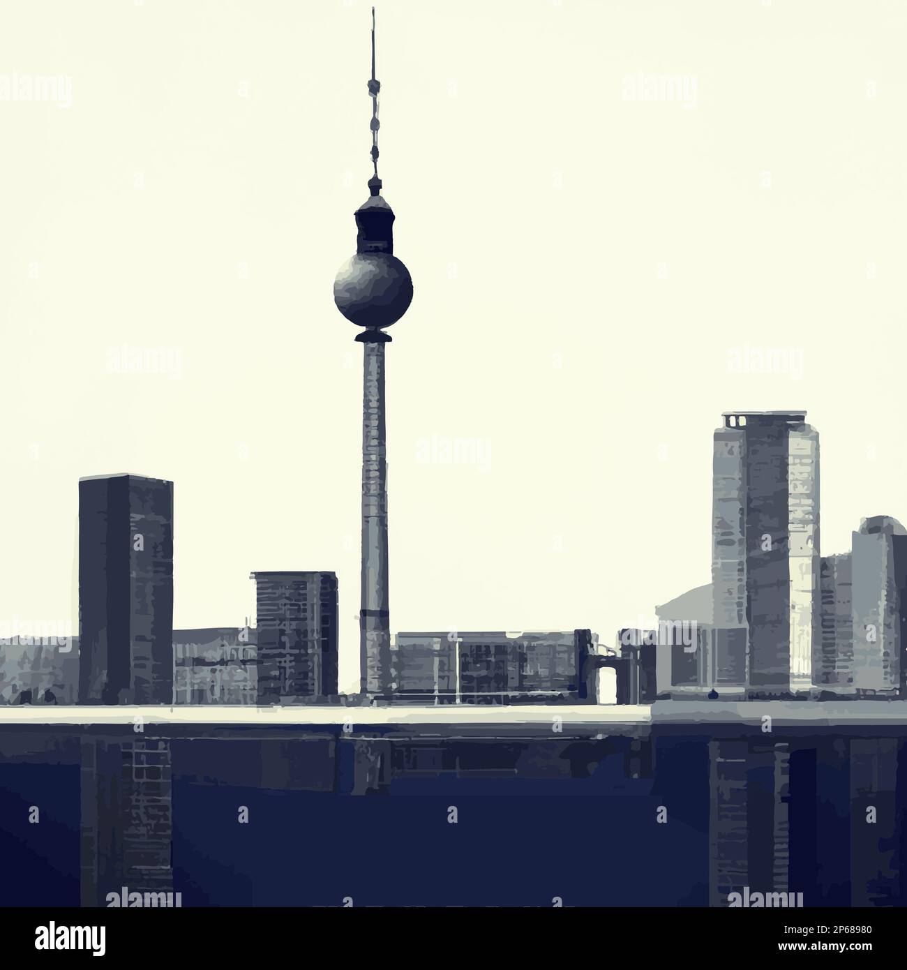 Berlin Germany City Skyline. Handmade vector art illustration Stock ...