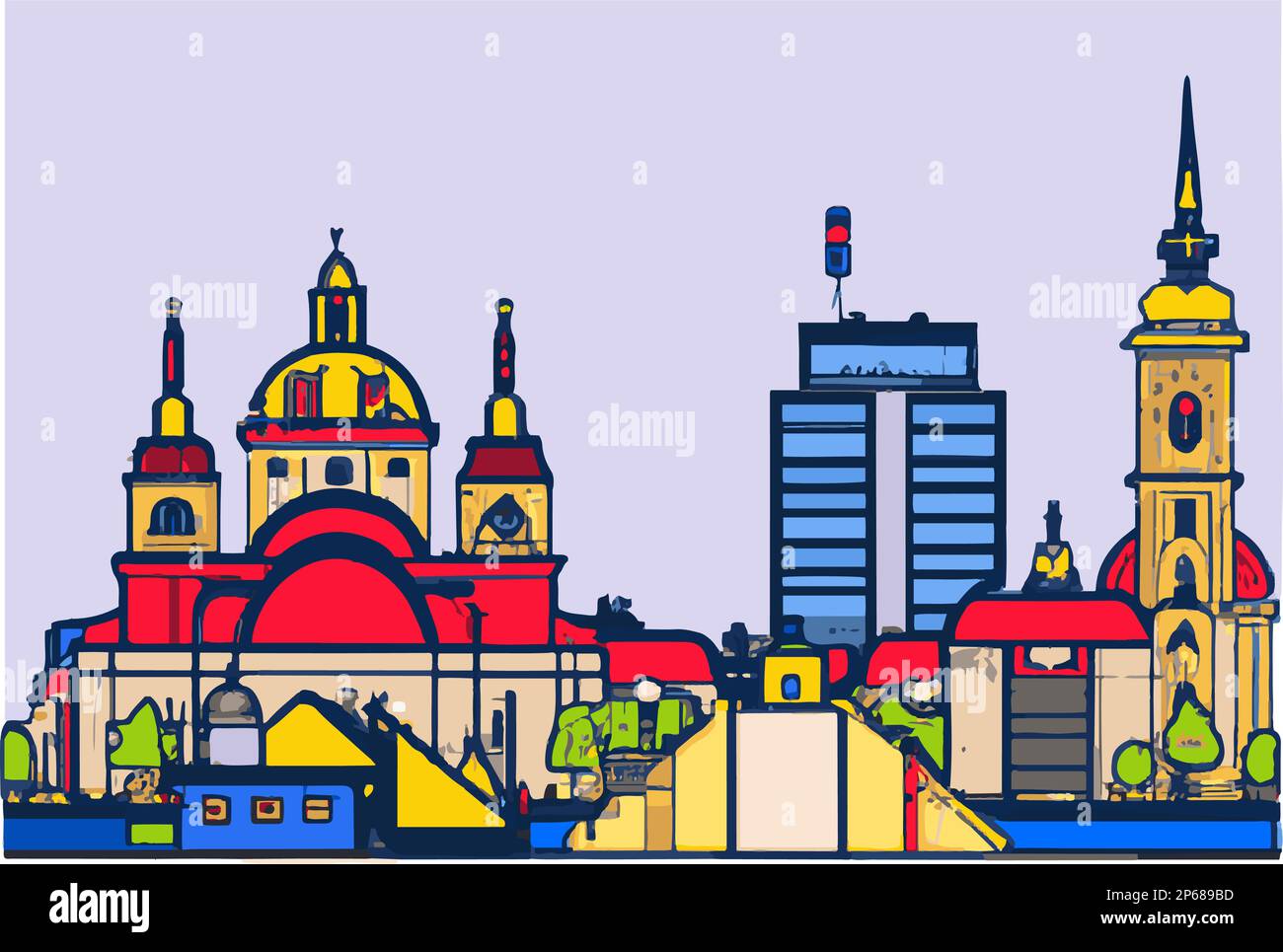 Belgrade, Serbia Travel. Handmade vector art illustration Stock Vector ...