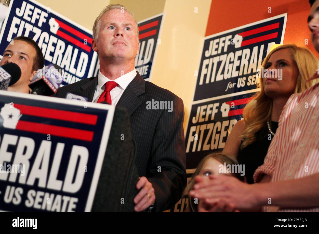U.S. Senate candidate Republican Jeff Fitzgerald addresses supporters ...