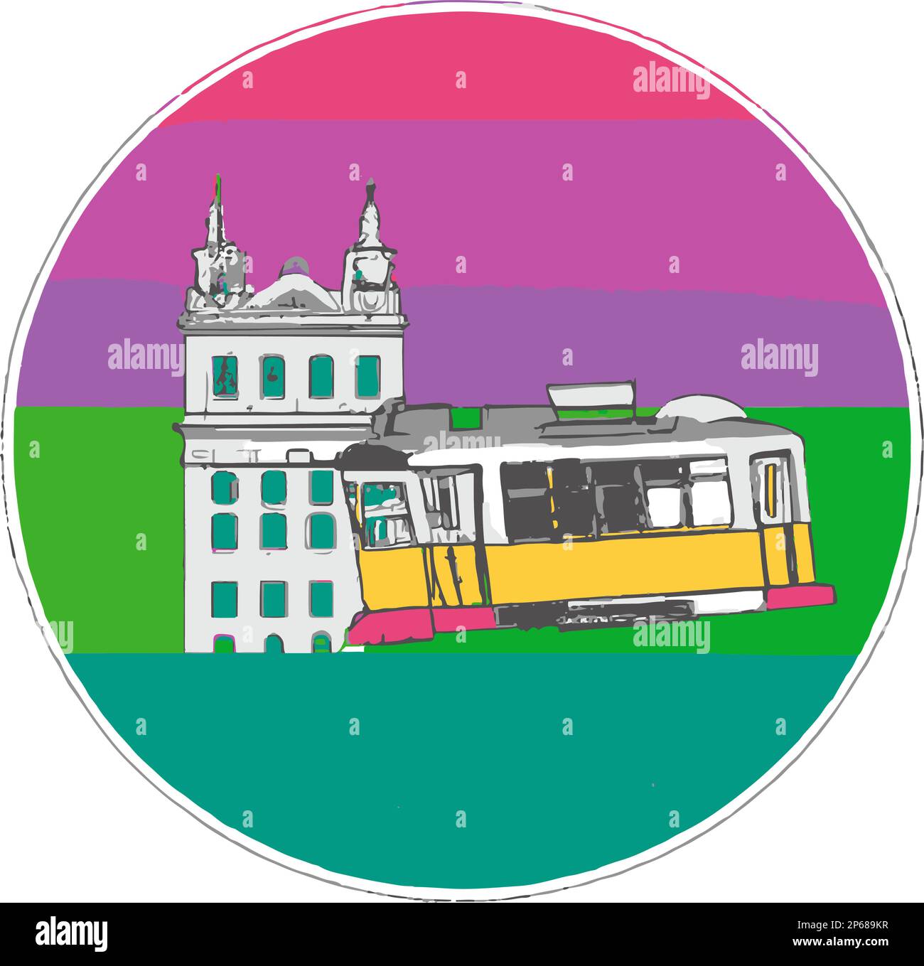 Lisbon Portugal Travel Skyline Handmade Vector Art Illustration Stock Vector Image And Art Alamy
