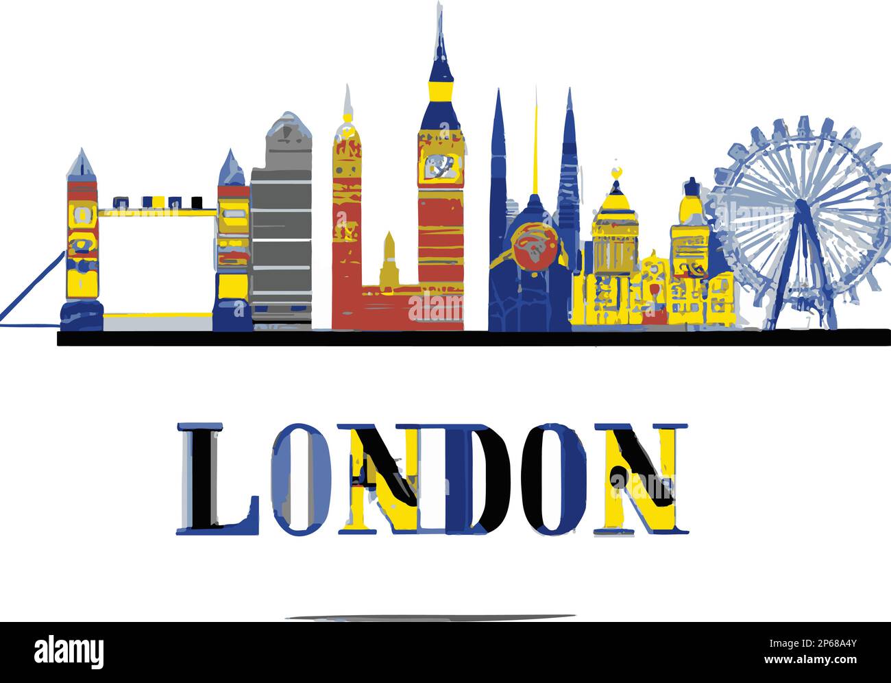 London Colourful Skyline. Handmade vector art illustration Stock Vector ...