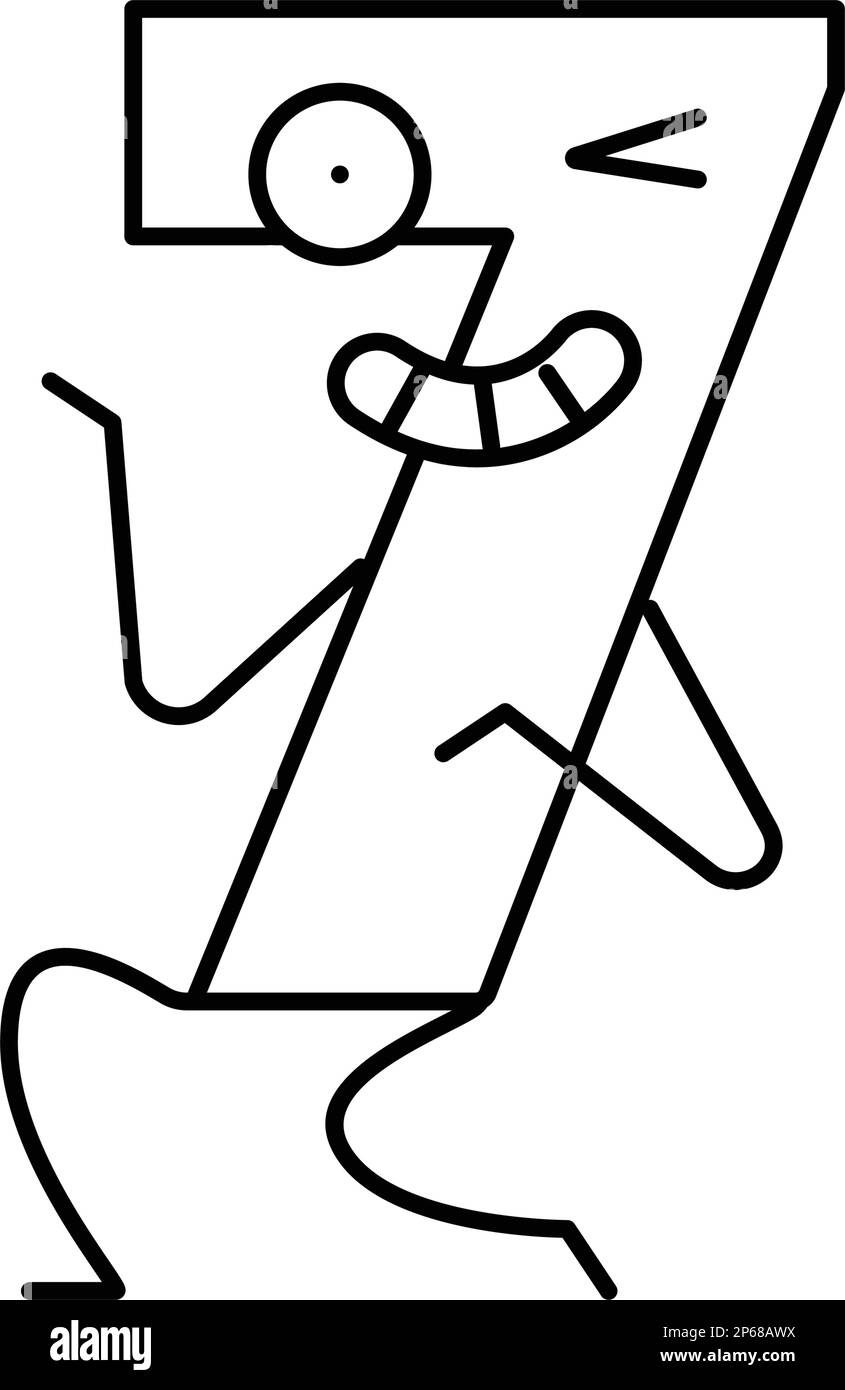 seven number character line icon vector illustration Stock Vector Image ...