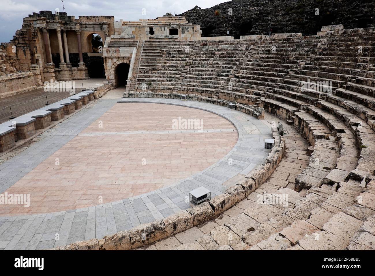 The ruins of the ancient Roman and Byzantine city of Bet She'an, Bet ...