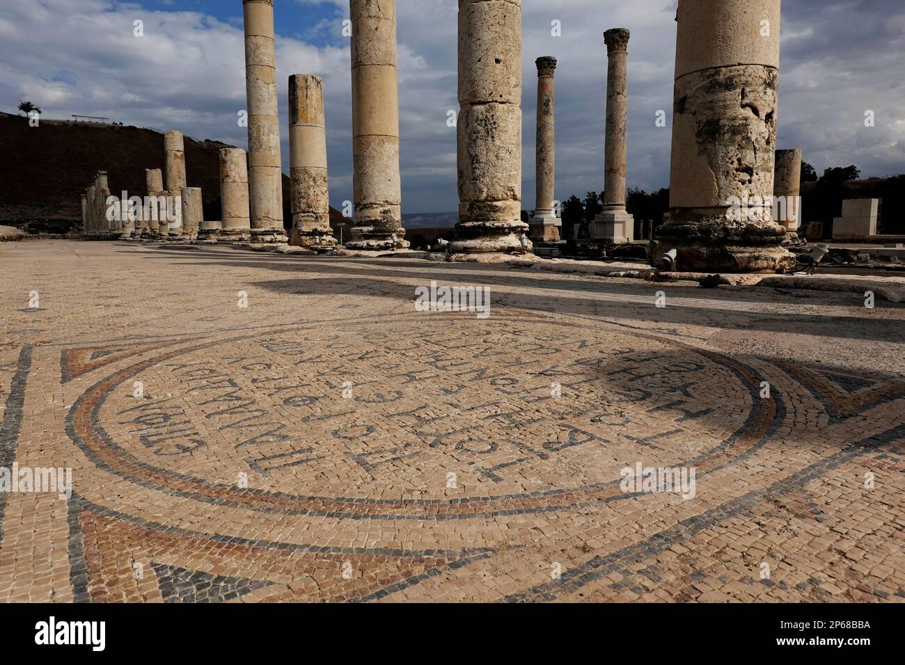 The ruins of the ancient Roman and Byzantine city of Bet She'an, Bet ...