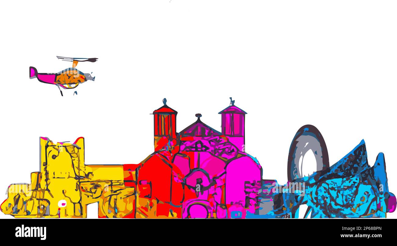 Nicosia, Cyprus Travel. Handmade vector art illustration Stock Vector ...