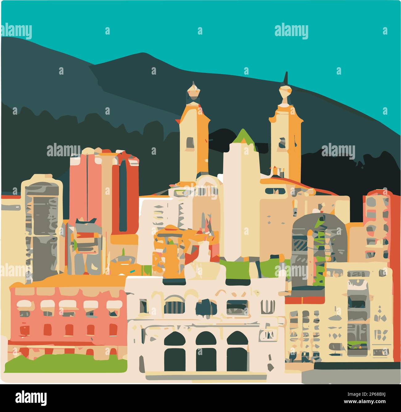 Monaco City Skyline. Handmade vector art illustration Stock Vector ...