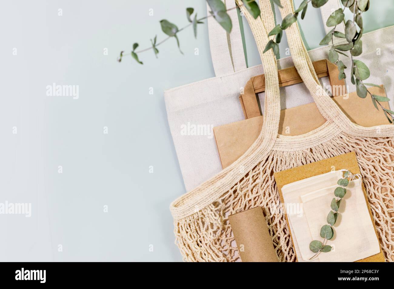 Eco friendly shopping, delivery service. Sustainable still life with ...