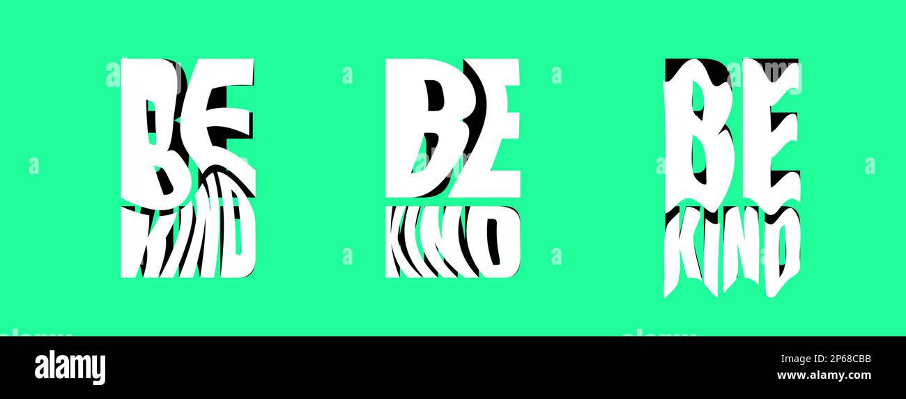 Be kind psychedelic lettering logo set. Hippie crazy style sticker ...