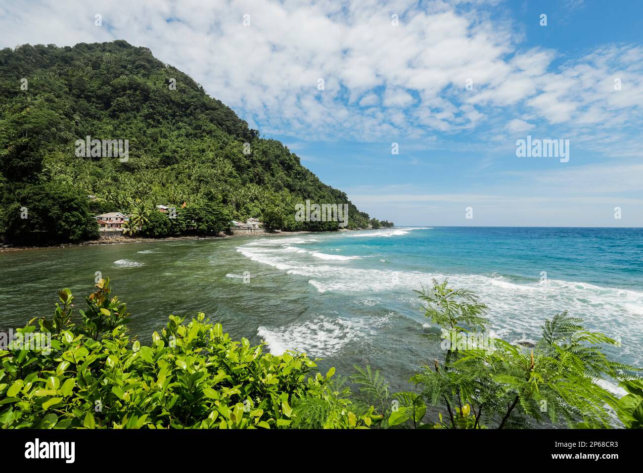Laghaeng village and bay on West coast of beautiful Siau island ...