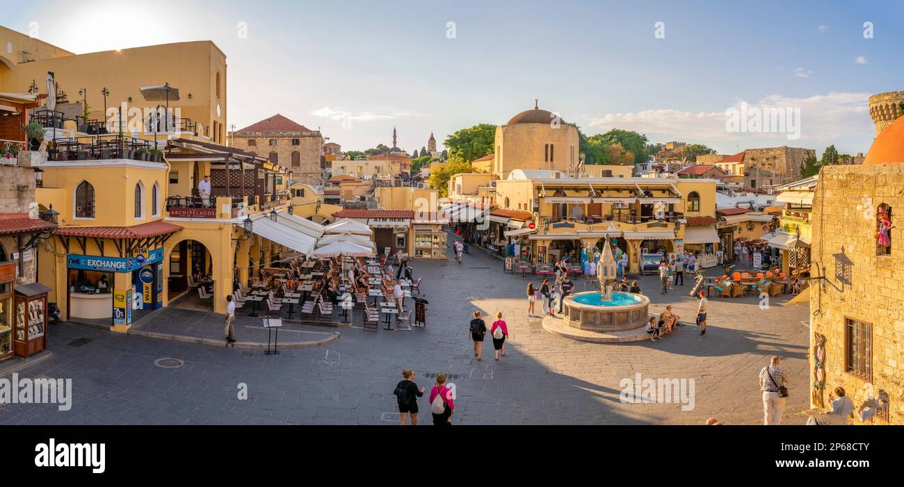 View of Hippocrates Square, Old Rhodes Town, UNESCO World Heritage Site ...
