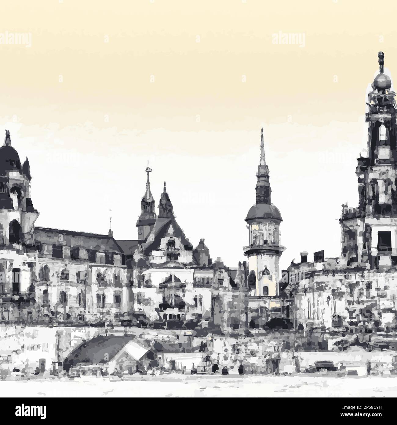 Sketched Dresden, Germany. Handmade vector art illustration Stock ...