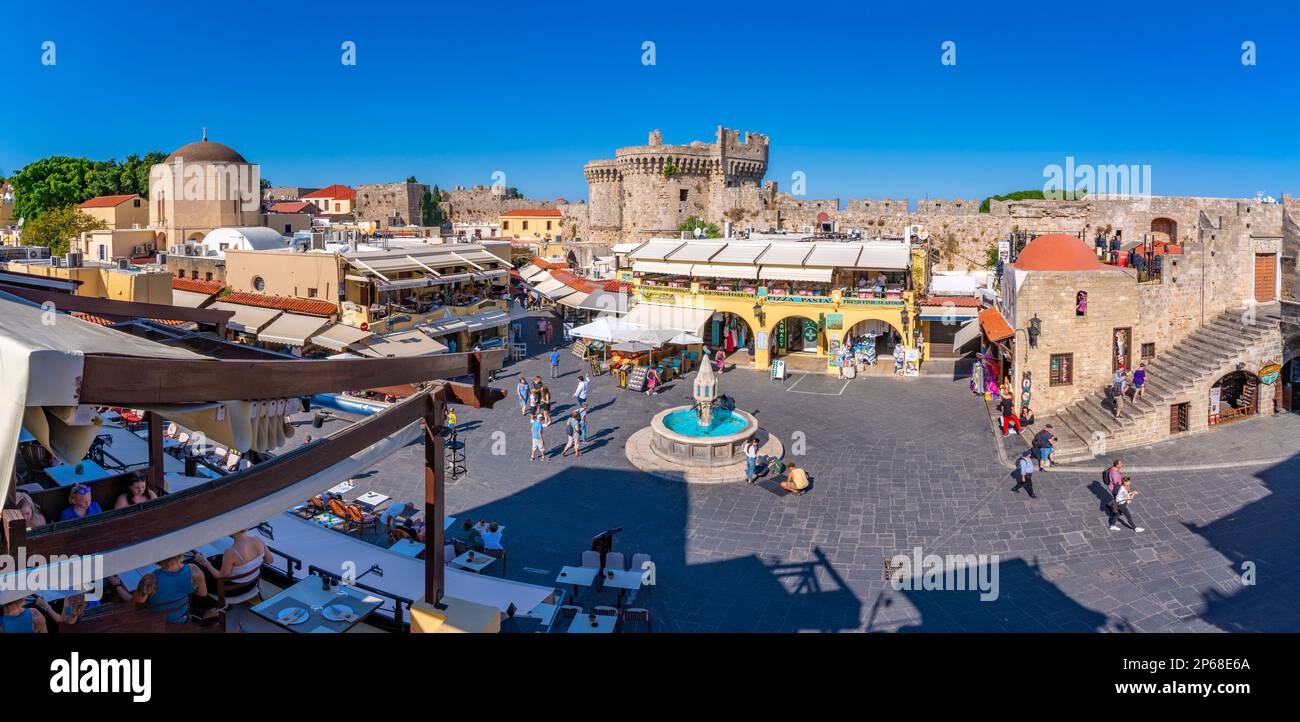 View of Hippocrates Square from elevated position in Rhodes Old Town ...