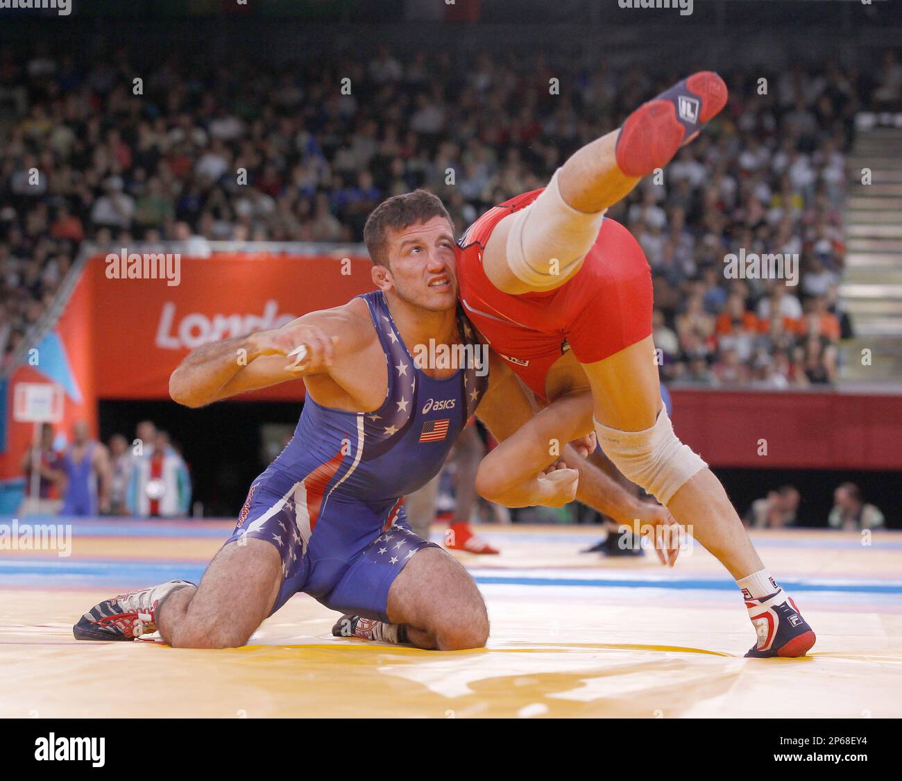 USA's Scott Coleman wrestles Korea's Lee Seungchul in the 60kg division ...
