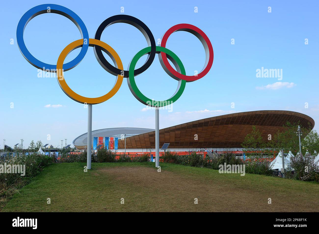 Olympic Rings in front of the Velodrome at the 2012 Summer Olympics at ...