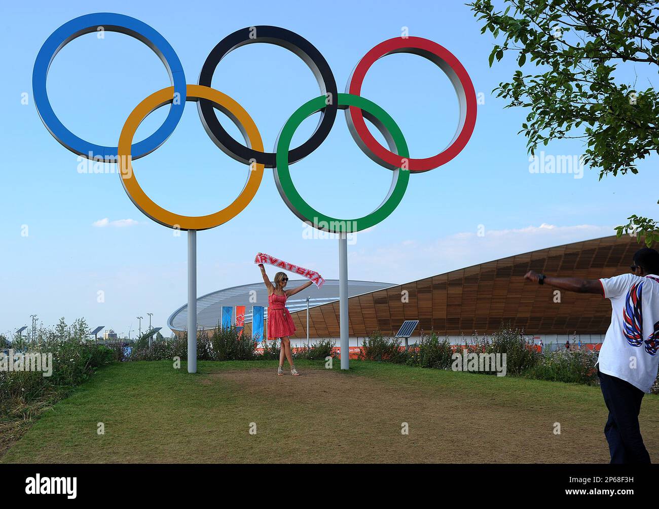 Olympic Rings in front of the Velodrome at the 2012 Summer Olympics at ...