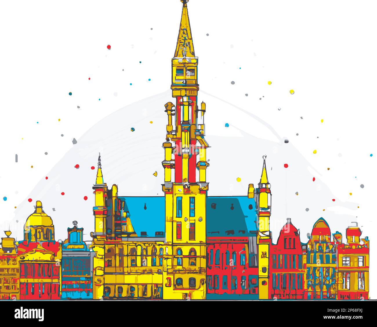 Brussels, Belgium Skyline. Handmade vector art illustration Stock ...