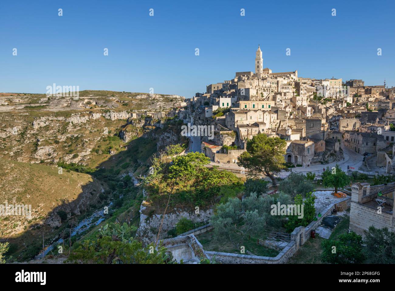 View over the Sassi di Matera old town in afternoon sunlight, UNESCO ...