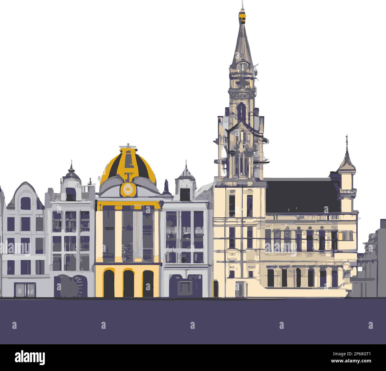 Brussels, Belgium Travel. Handmade vector art illustration Stock Vector ...