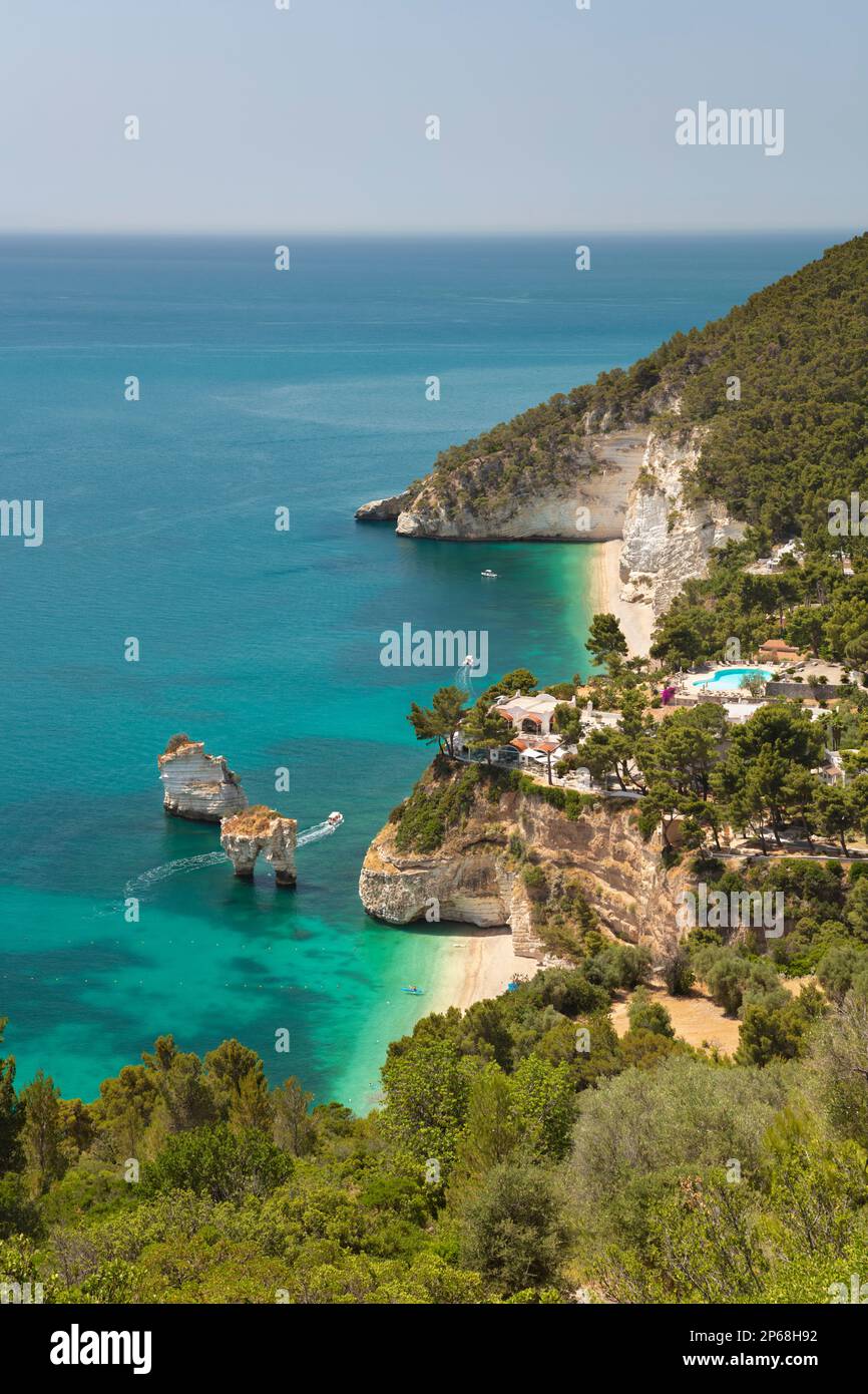 Faraglioni di Baia delle Zagare rocks with beaches and coastline, near ...