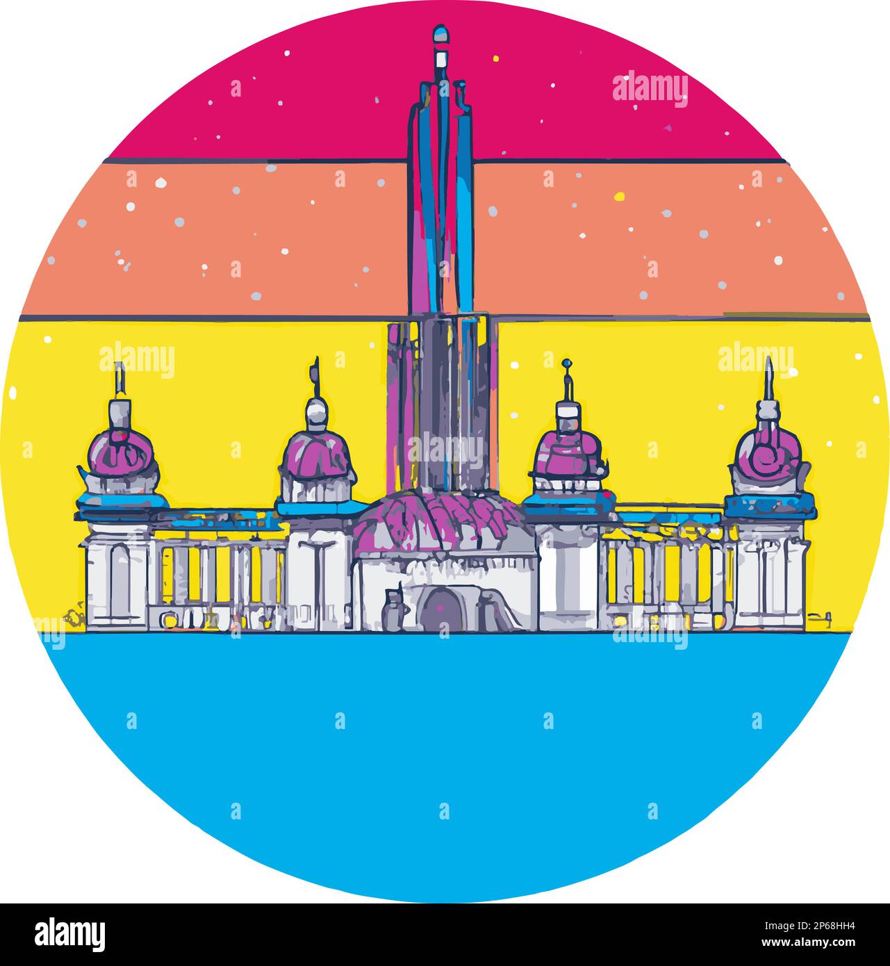 Bucharest, Romania City Skyline. Handmade vector art illustration Stock ...
