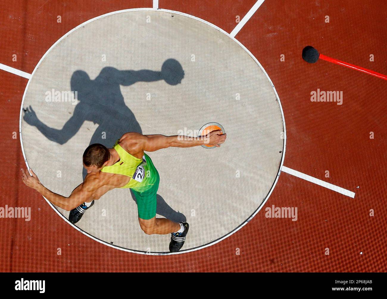 Lithuania's Darius Draudvila competes in the men's decathlon discus ...