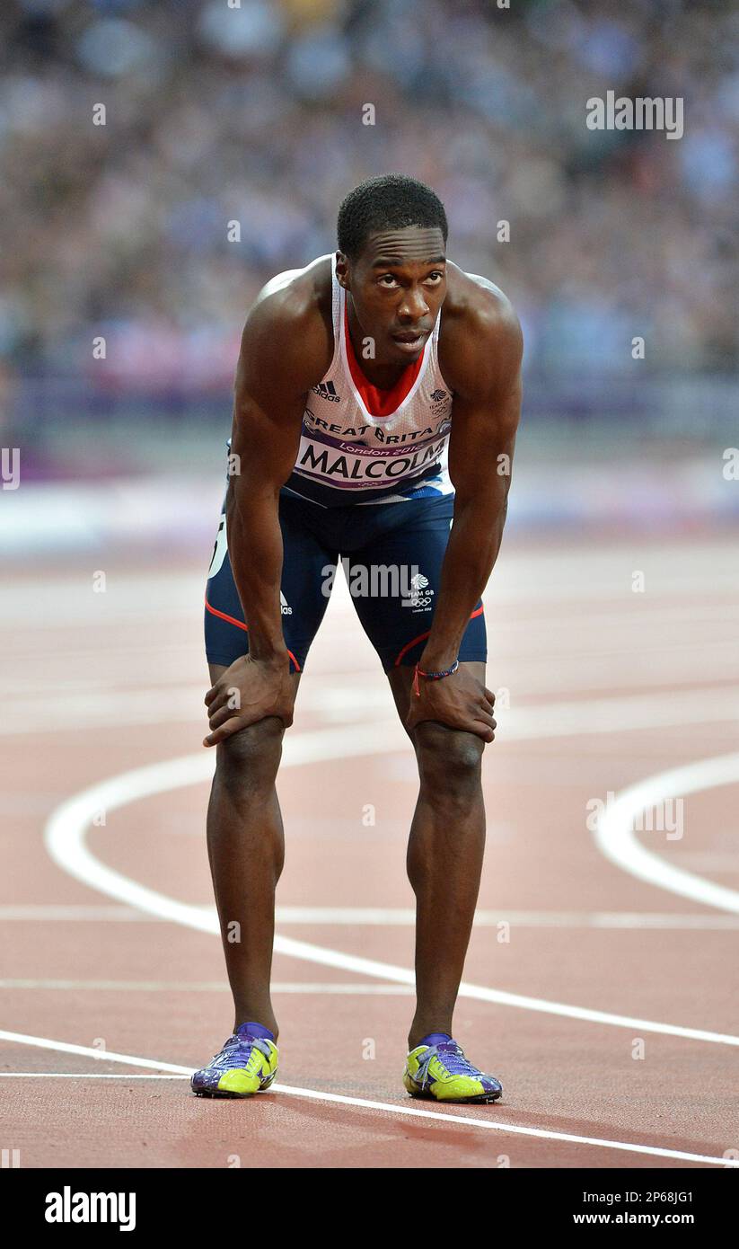 Great Britain's Christian Malcolm watches the screen after his men's ...