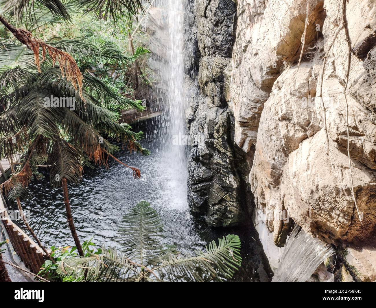 waterfall made at the zoo. Big waterfall Stock Photo - Alamy