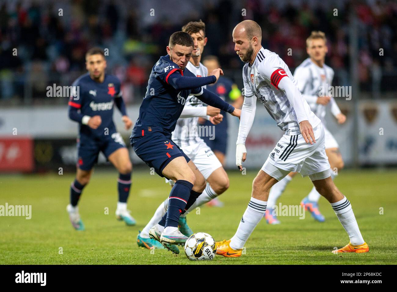 From right: Christos Zafeiris of Slavia and Martin Kralik of Ceske ...