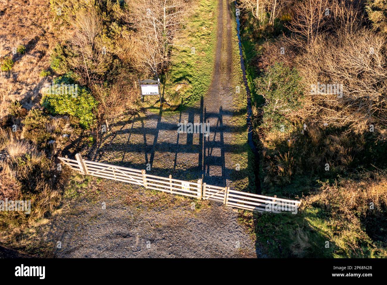Aerial view of the Burtonport Railway Walk Trailhead at FIddlers Bridge ...
