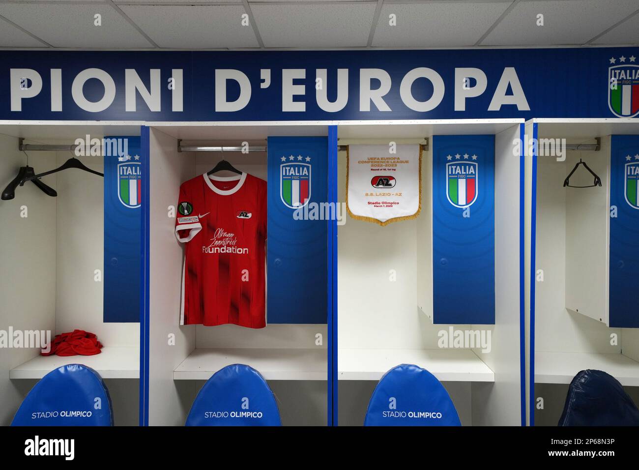 ROME - The dressing room of AZ prior to the UEFA Conference league ...