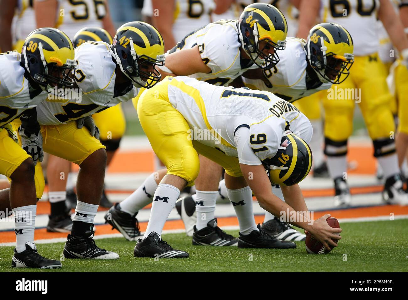 CHAMPAIGN, IL - NOVEMBER 19: Michigan Wolverine players line up at the ...