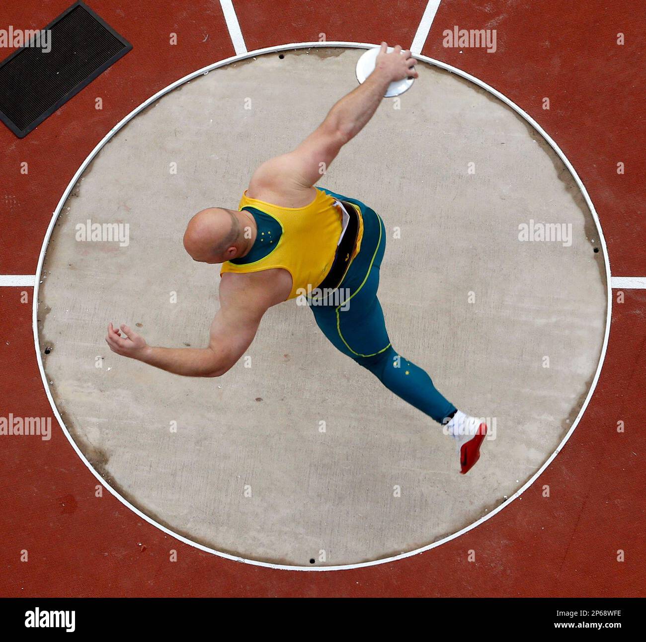 Australia's Scott Martin competes in the men's discus qualification ...