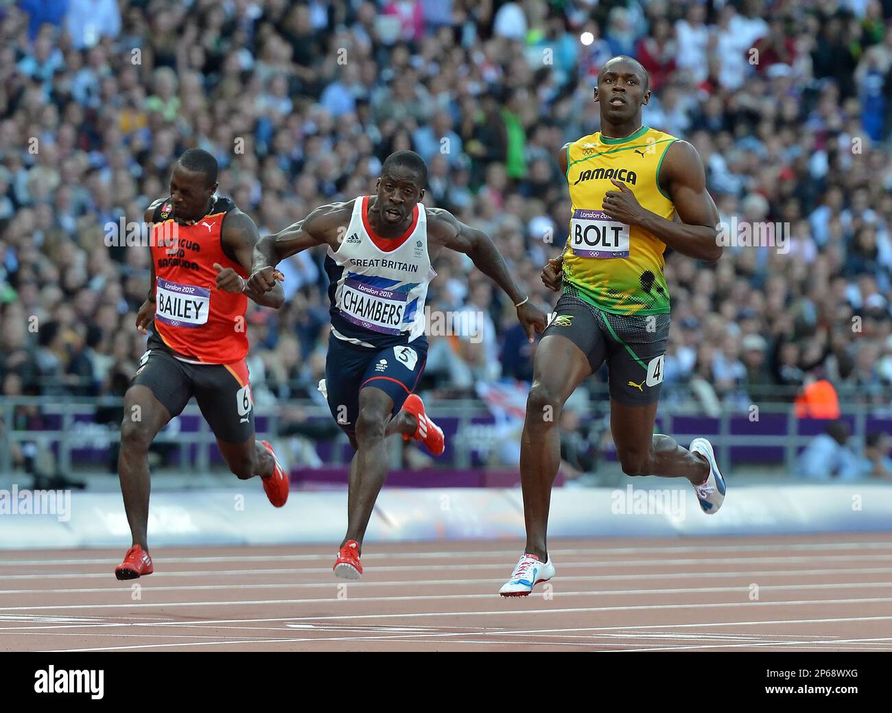 Antigua's Daniel Bailey, Great Britain's Dwain Chambers and Jamaica's ...
