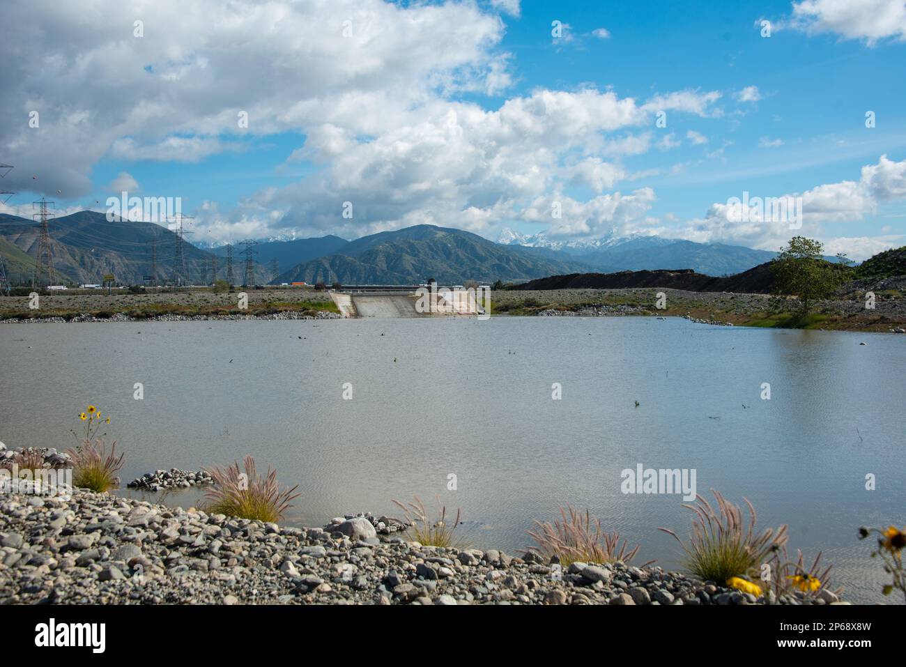 Santa Fe Dam Irwindale, CA - california reservoir at full level Stock ...