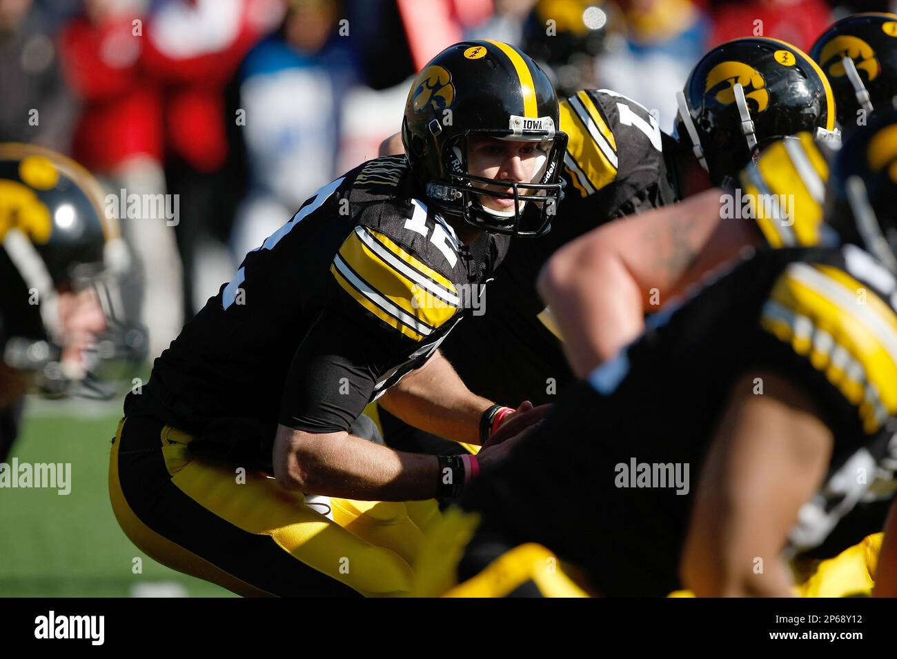 IOWA CITY, IA - OCTOBER 31: Quarterback Ricky Stanzi #12 of the Iowa ...