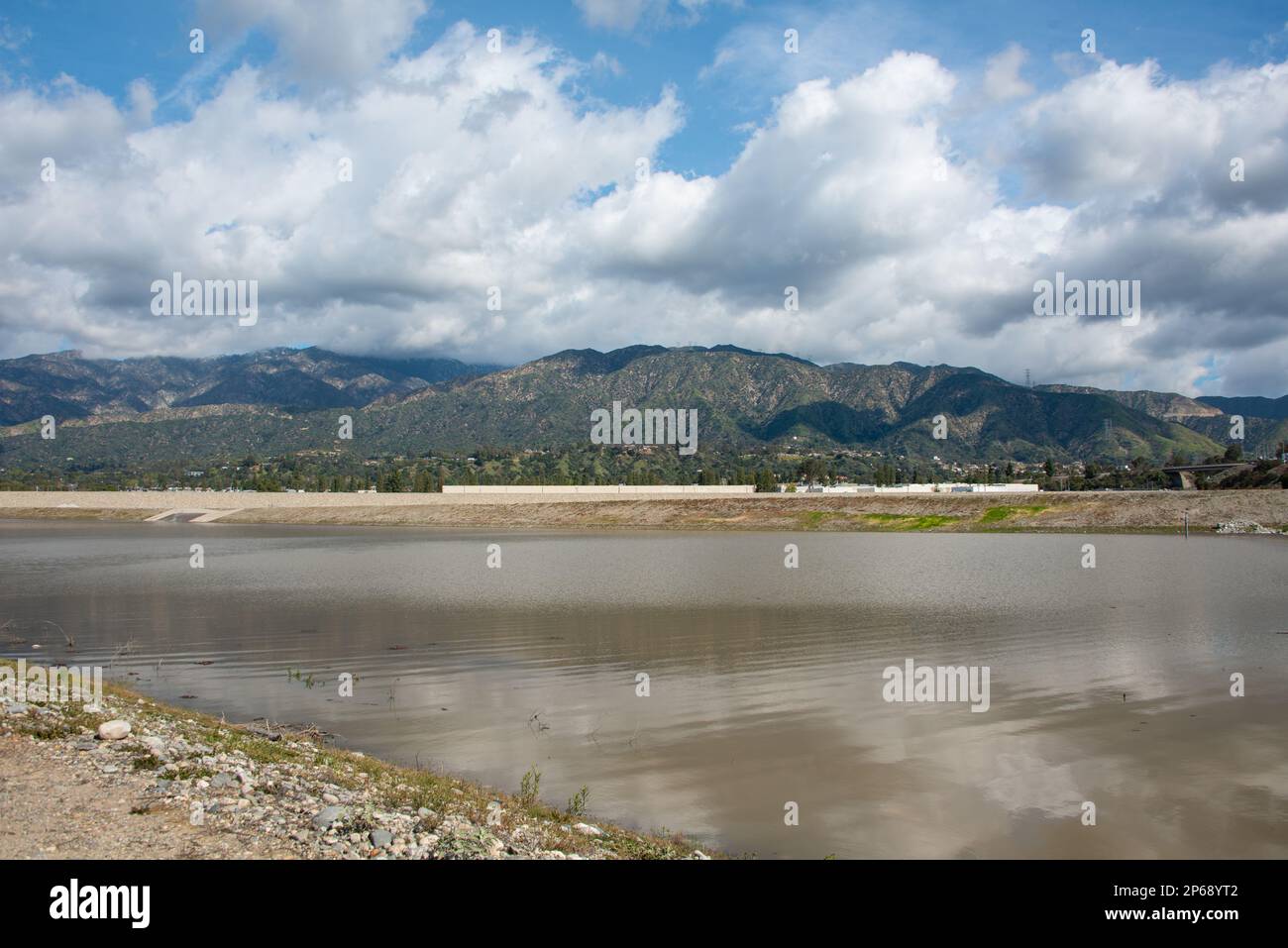 Santa Fe Dam Irwindale, CA - california reservoir at full level Stock ...