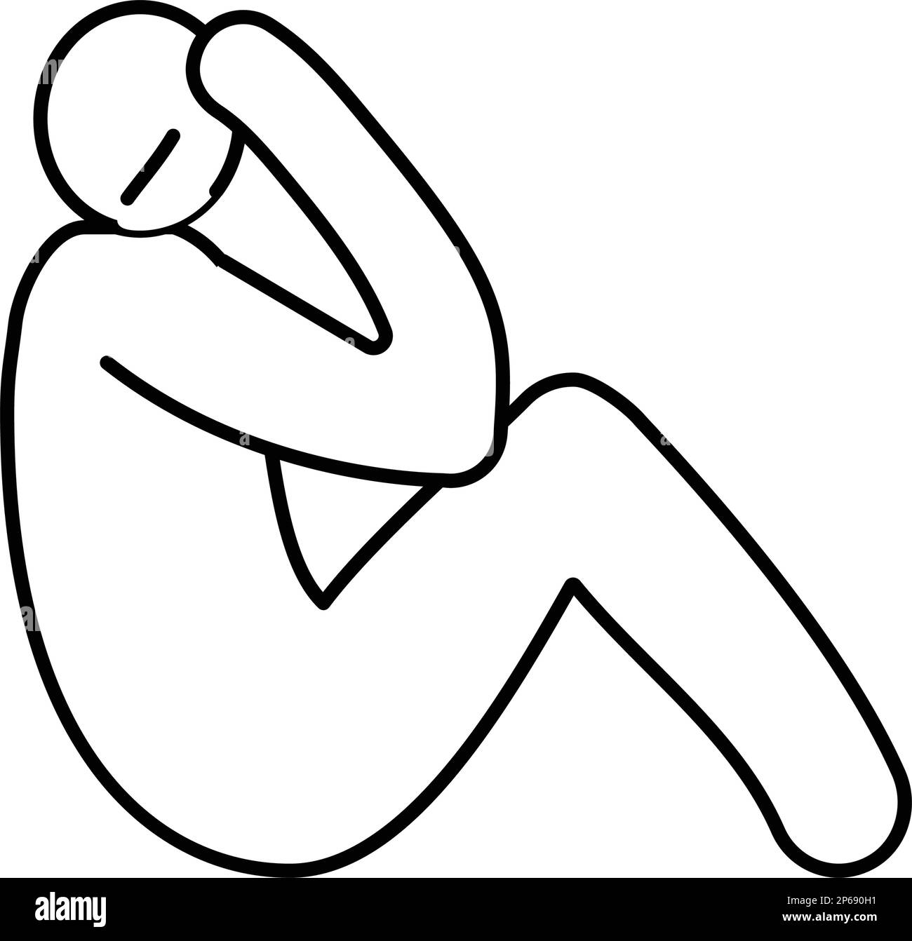 sad man silhouette line icon vector illustration Stock Vector Image ...