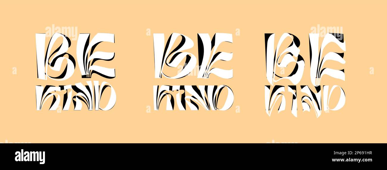 Be kind psychedelic lettering logo set. Hippie crazy style sticker ...