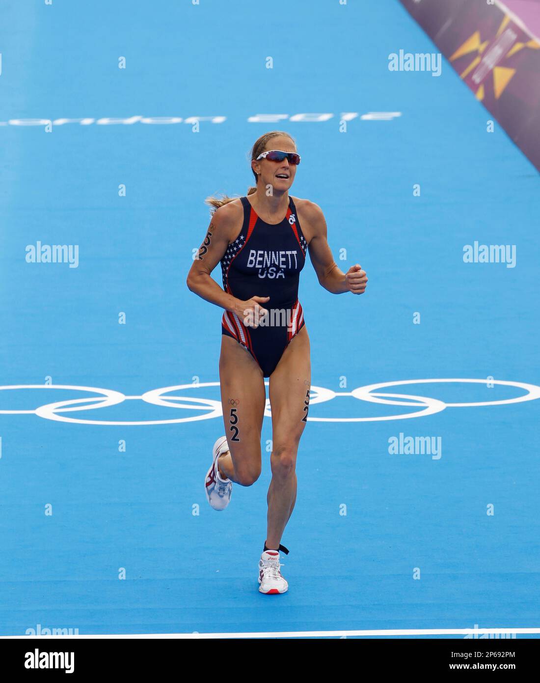 USA's Laura Bennett finishes the Women's Triathlon Competition at the ...
