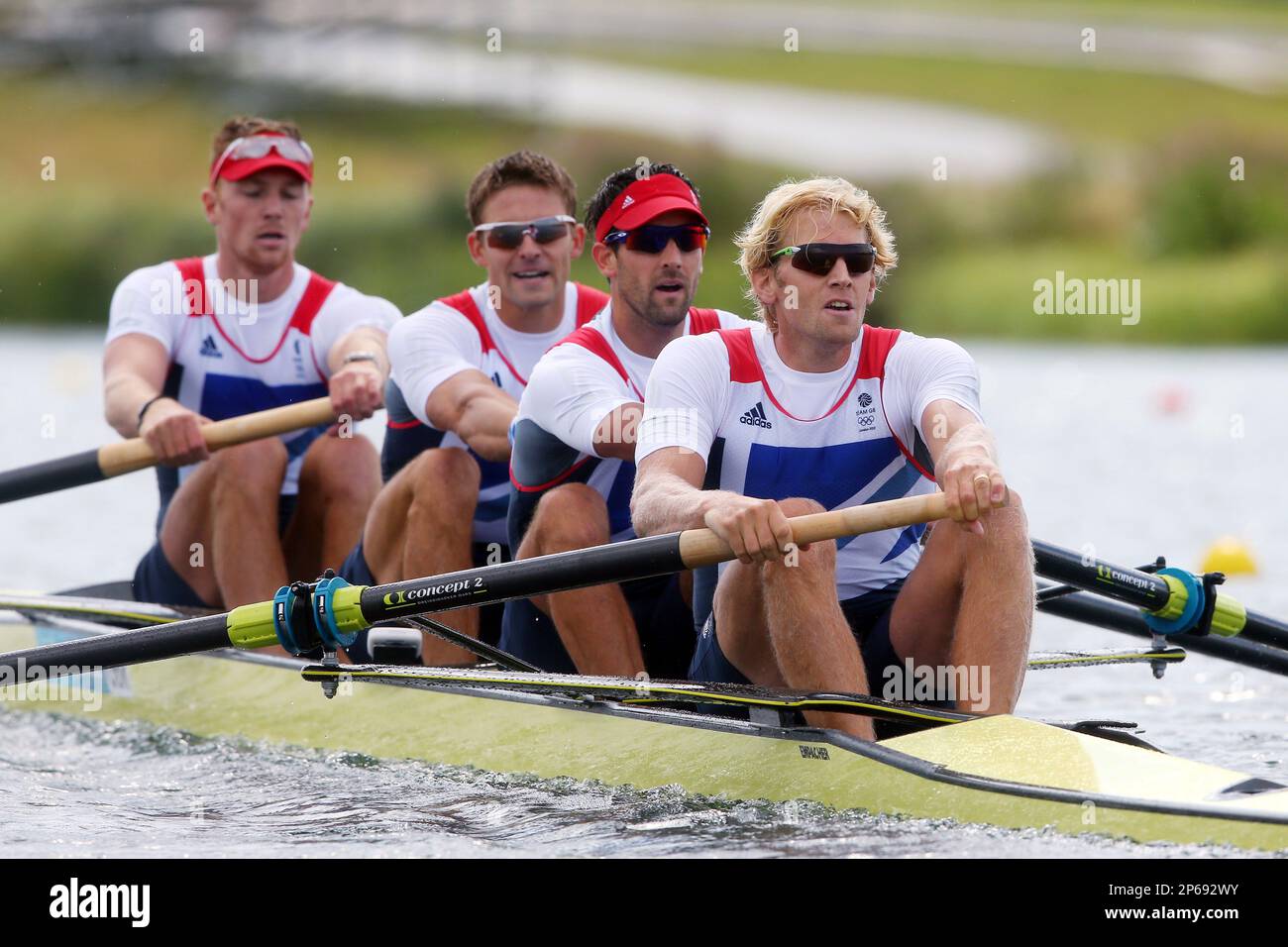 Britain's Alex Gregory, Pete Reed, Tom James and Andrew Triggs Hodge ...