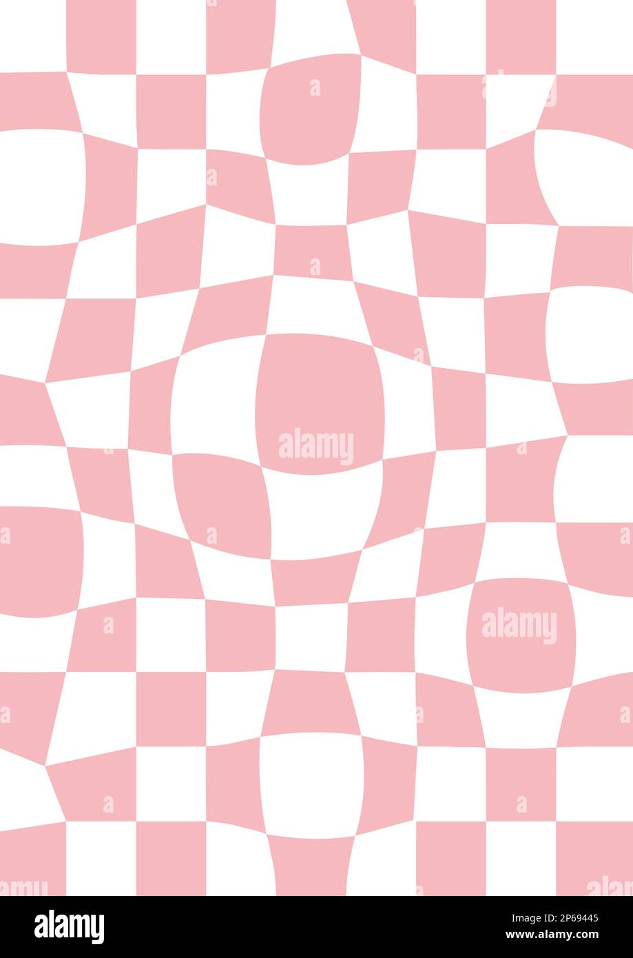 Trippy grid retro distorted chessboard background. Vintage groovy pink ...