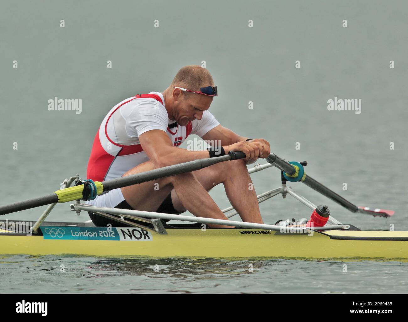 Norwegian rower Olaf Tufte finishes in the Final B of the Men's Single ...